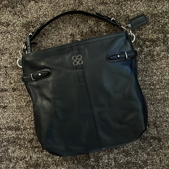 Coach | Bags | Coach Collette Black Snakeskin Patent Hobo Shoulder Bag ...